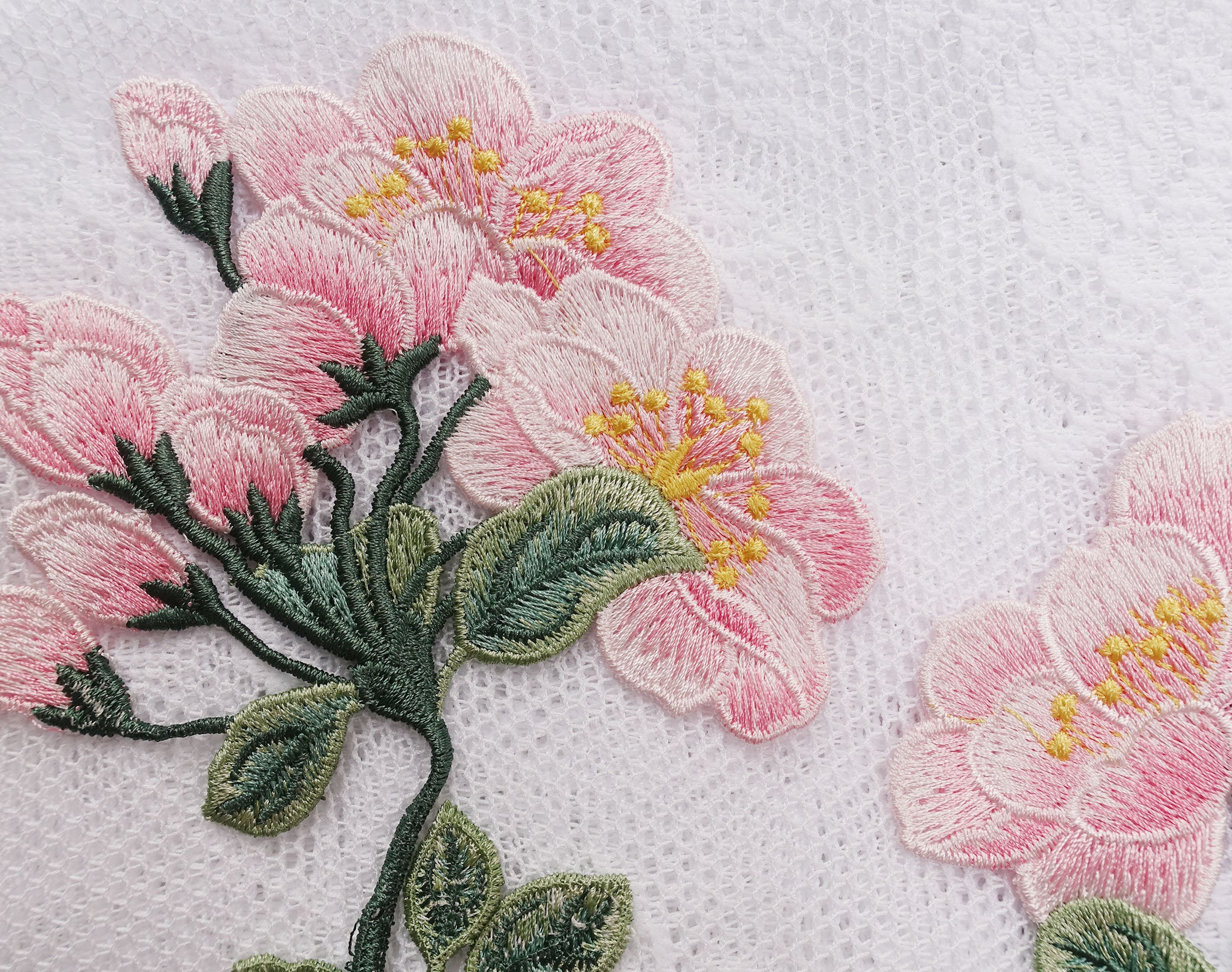 Flower Embroidered Sew on Patch, Soft Camellia Embroidered Decorative ...