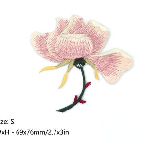 Pink Rose Flower Iron on Sew on Patch, Embroidered Pink Flower Patch ...