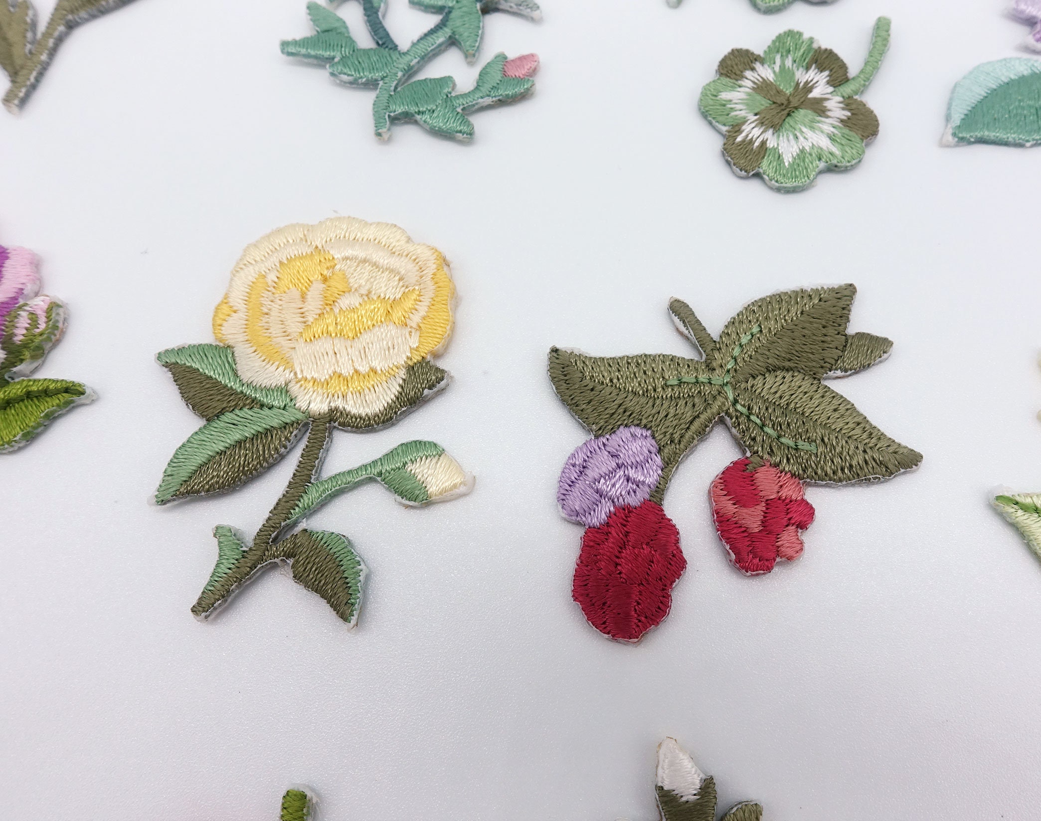 Yellow Pink Rose Flower Iron on Patch, Lily of the Valley Clover ...