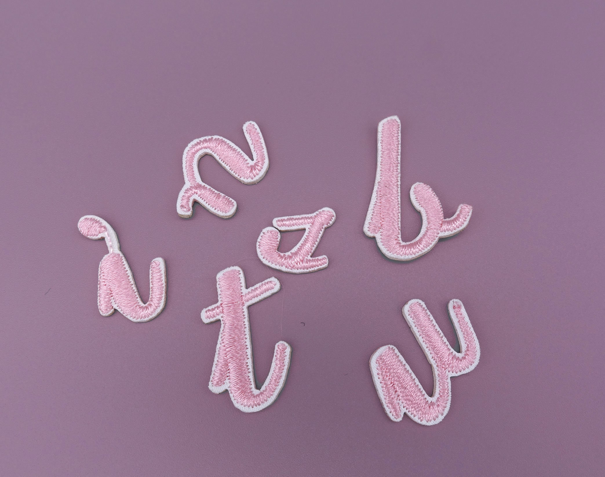 White Lower Case Alphabets Embroidered Patch, Pink Free Combination of ...