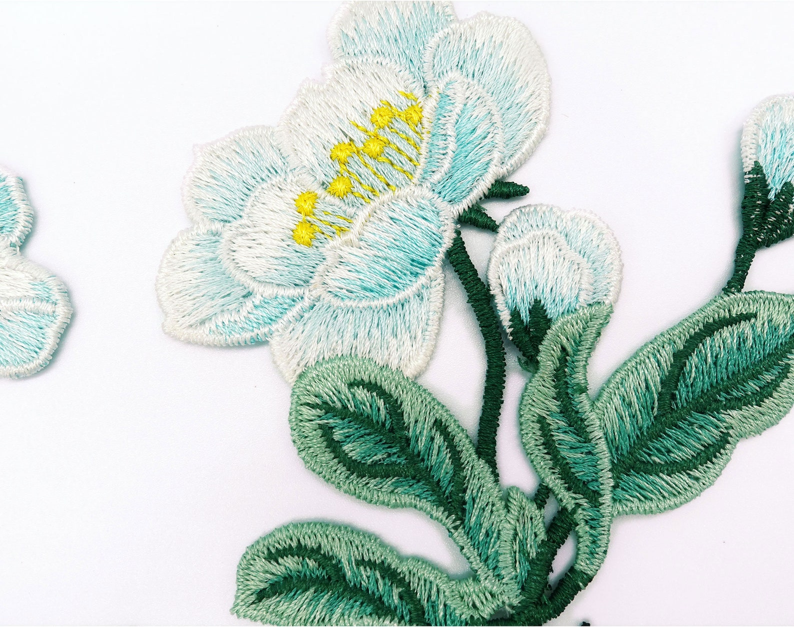 Flower Embroidered Sew on Patch, Soft Camellia Embroidered Decorative ...