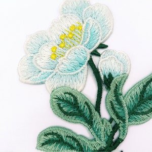 Flower Embroidered Sew on Patch, Soft Camellia Embroidered Decorative ...