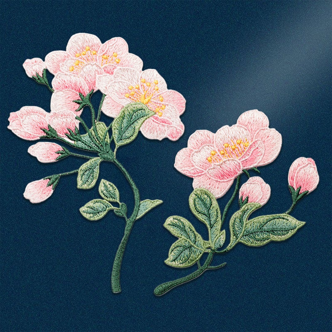 Flower Embroidered Sew on Patch, Soft Camellia Embroidered Decorative ...