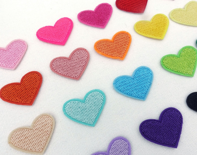 Colorful Heart Embroidered Patch, Tiny Embroidered Red Heart Iron-on ...