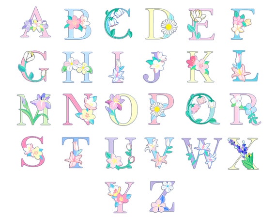 Flower and Capital Letters Embroidered Sticker/iron-on - Etsy
