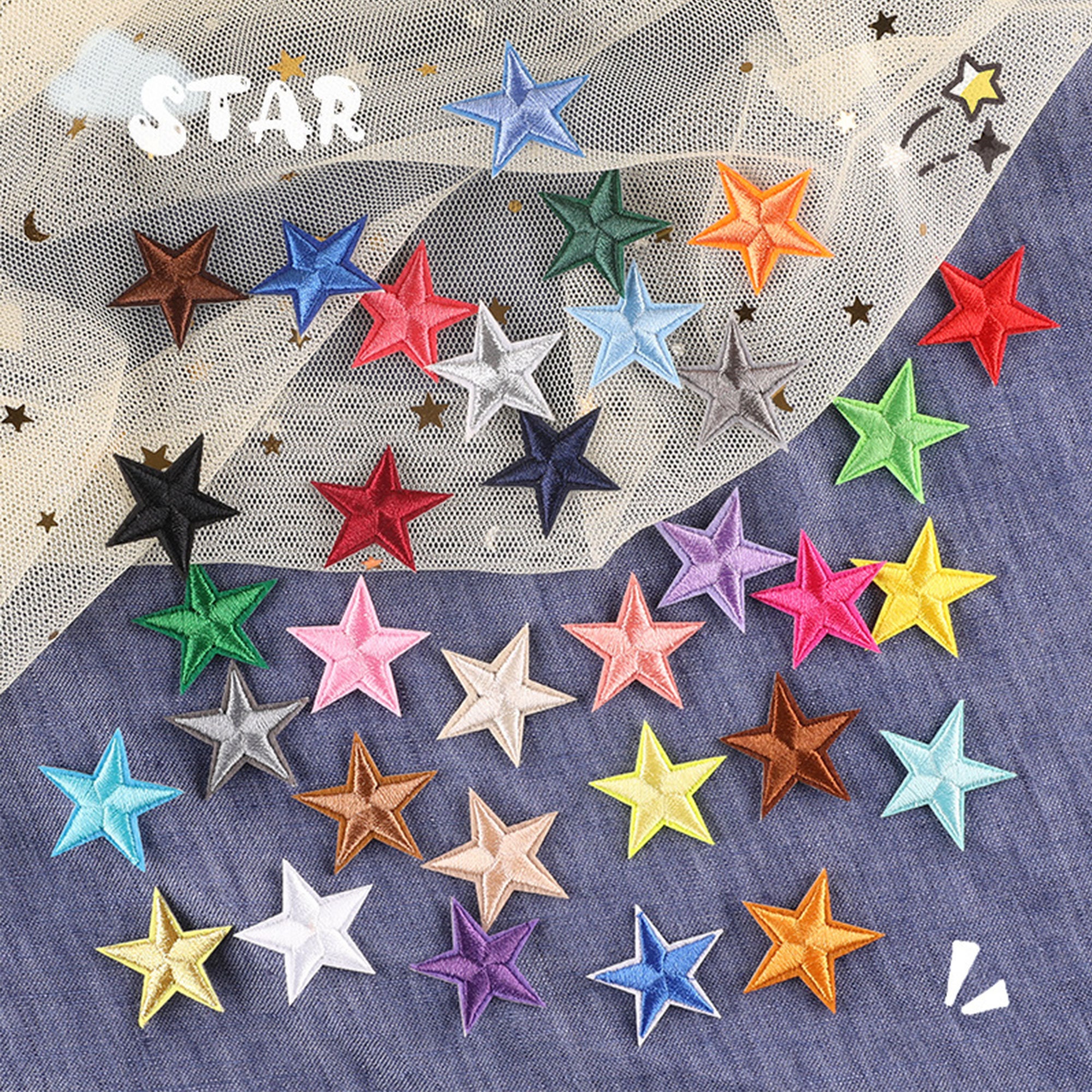 Mini Star Iron on Patch Embroidered Star Patch Multicolored Star ...