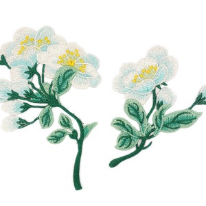 Flower Embroidered Sew on Patch, Soft Camellia Embroidered Decorative ...