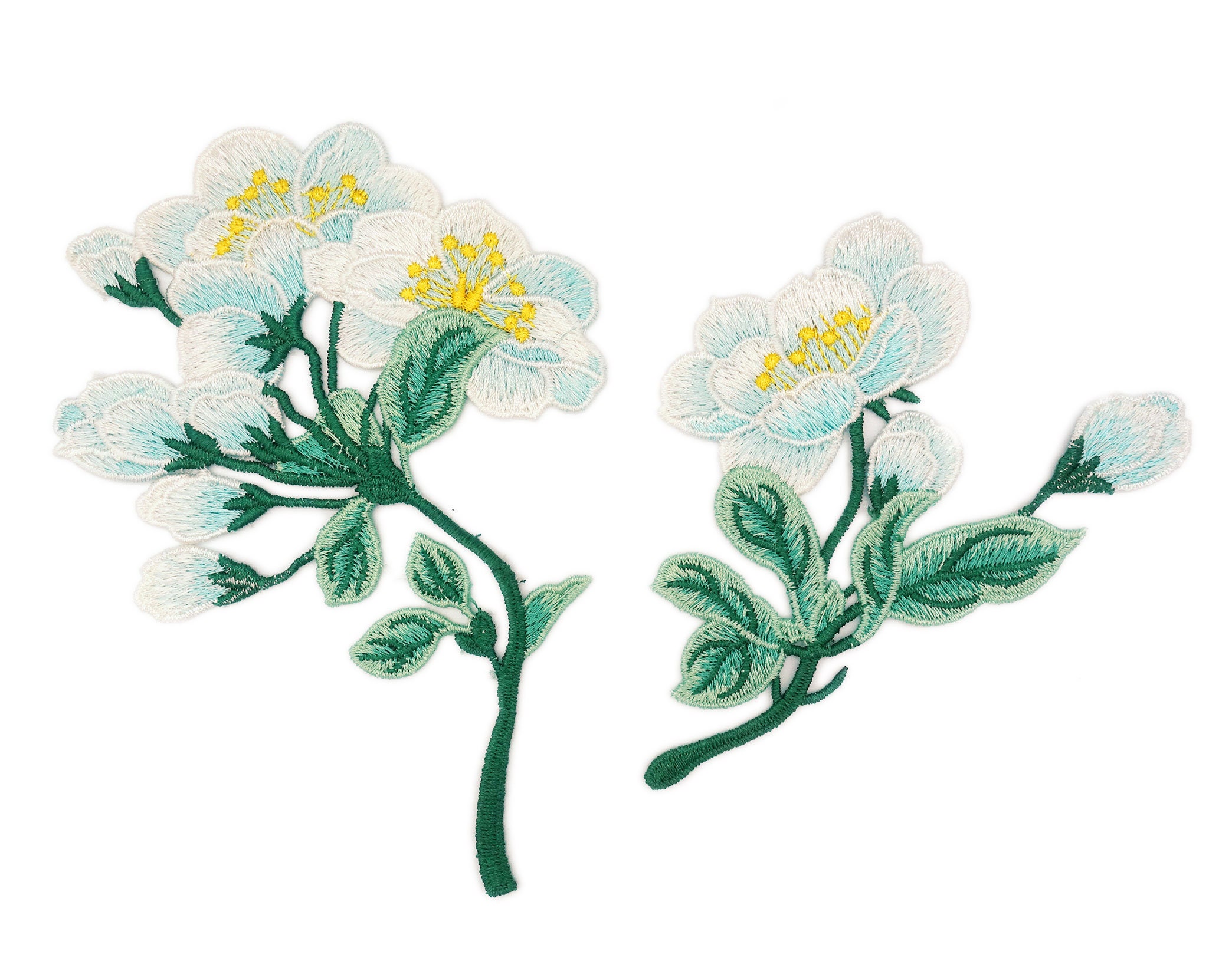 Flower Embroidered Sew on Patch, Soft Camellia Embroidered Decorative ...