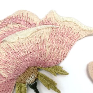 Pink Rose Flower Iron on Sew on Patch, Embroidered Pink Flower Patch ...