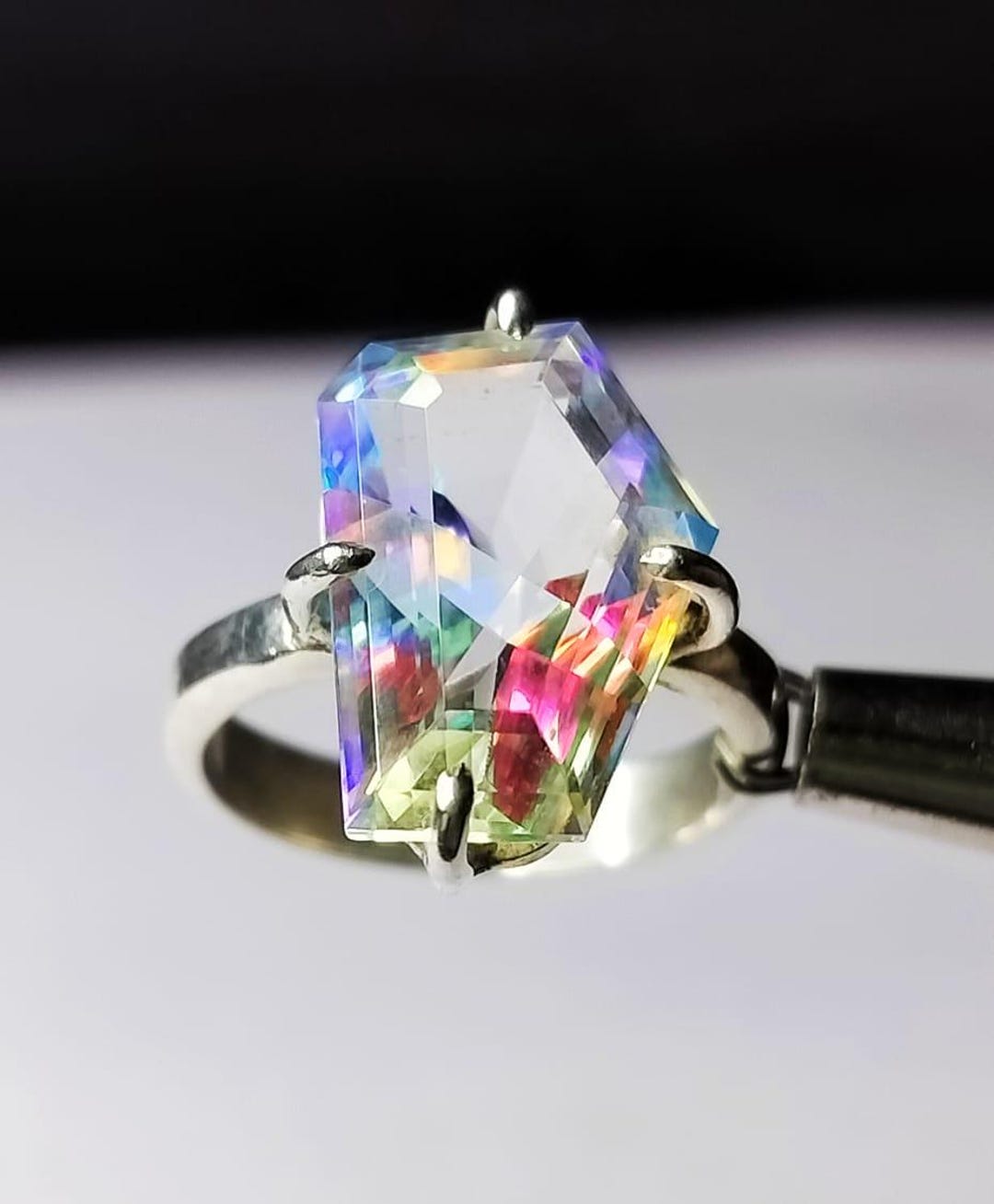 Magical Mystic Topaz 925 Sterling Silver Ring, Fantasy Cut Stone - Etsy
