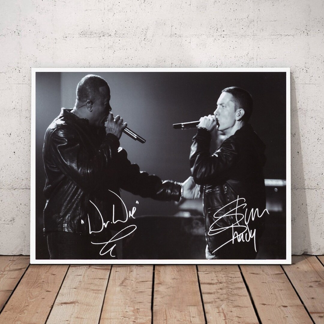 Eminem and DR Dre on Stage Autograph Poster Canvas Wall Art Home Decor ...