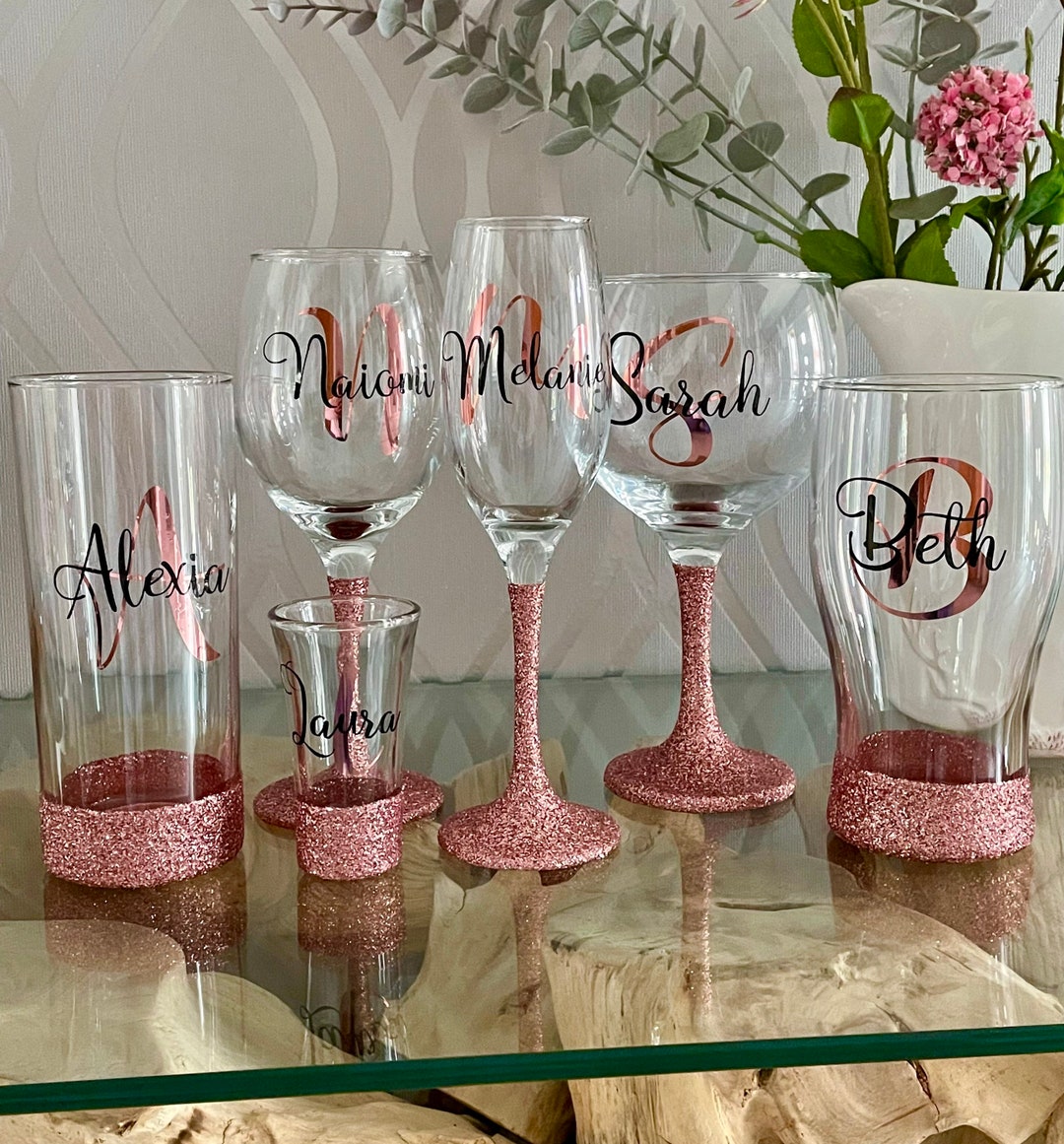 Personalised Birthday Glitter Glass Gift for Her Wine Tumbler Shot ...