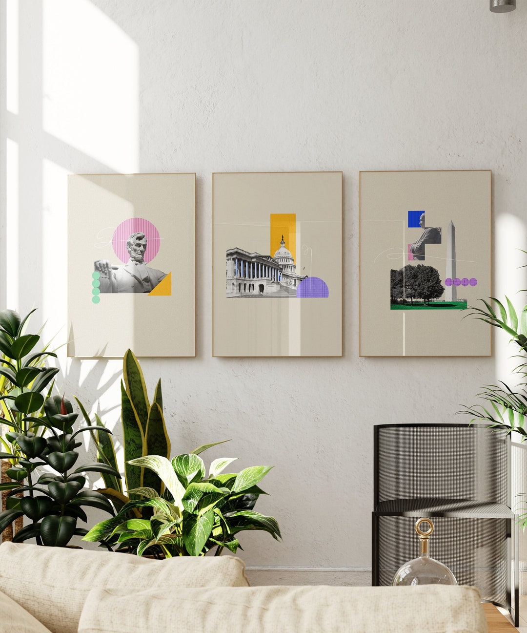 Washington DC Art- Set of 3 Prints- DC Wall Decor- Abraham Lincoln ...