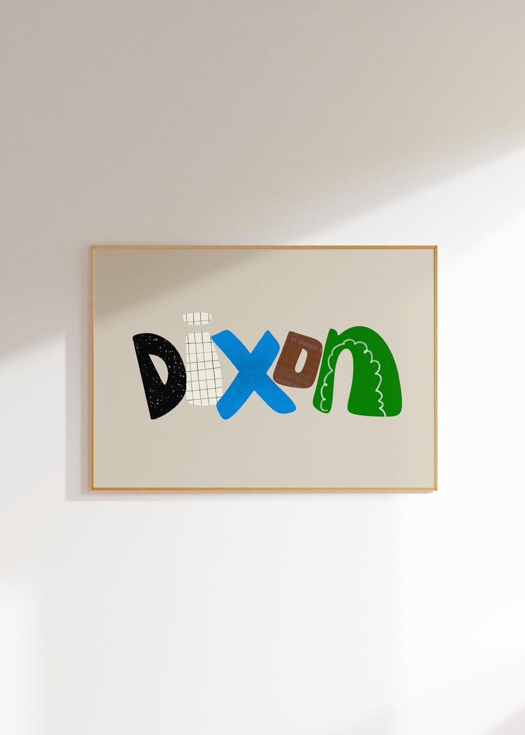 Dixon Name Art Print: Bold Textured Letter Nursery Decor (digital ...