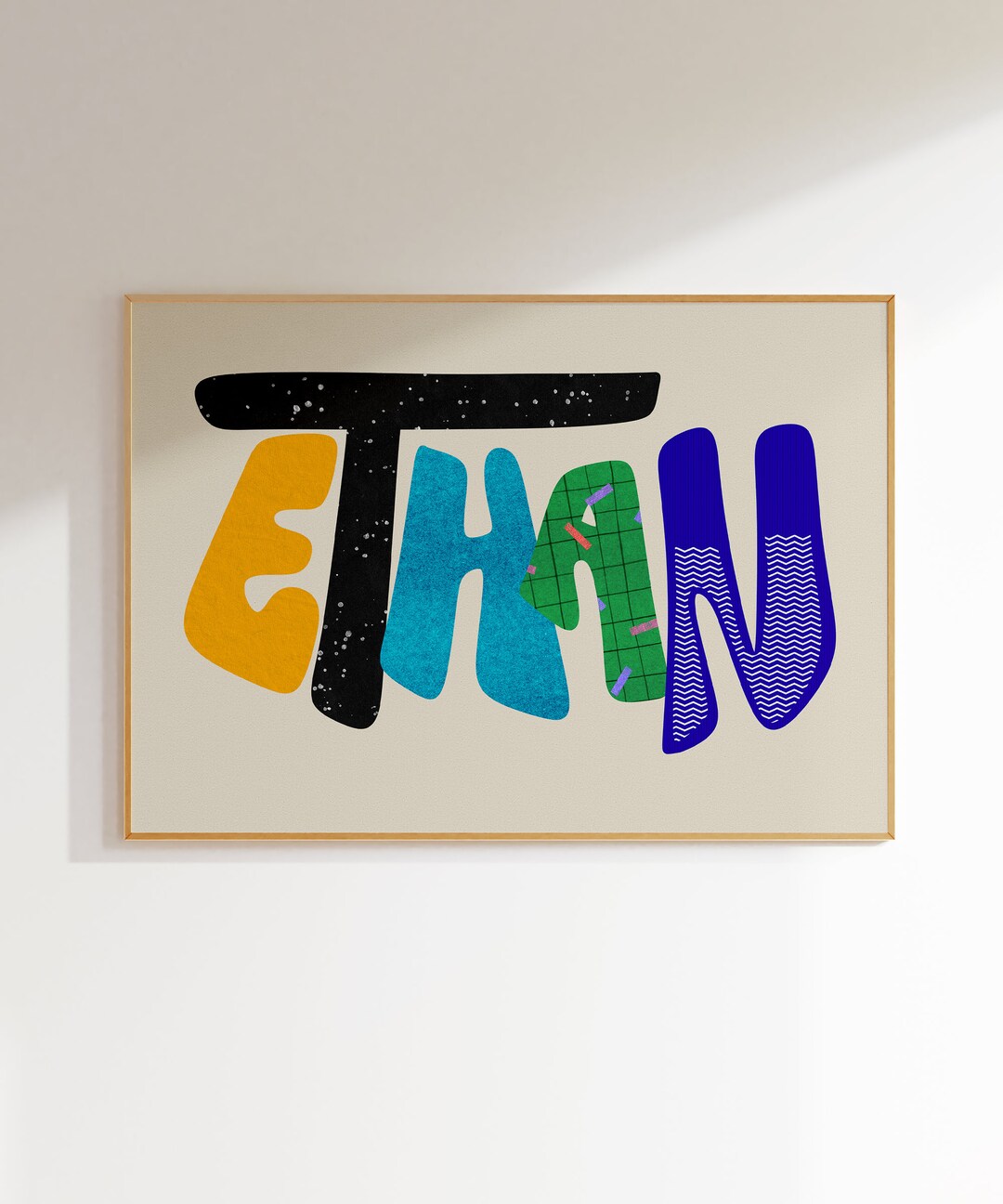 Ethan Name Poster: Textured Letter Art, Kids Room Decor (digital ...