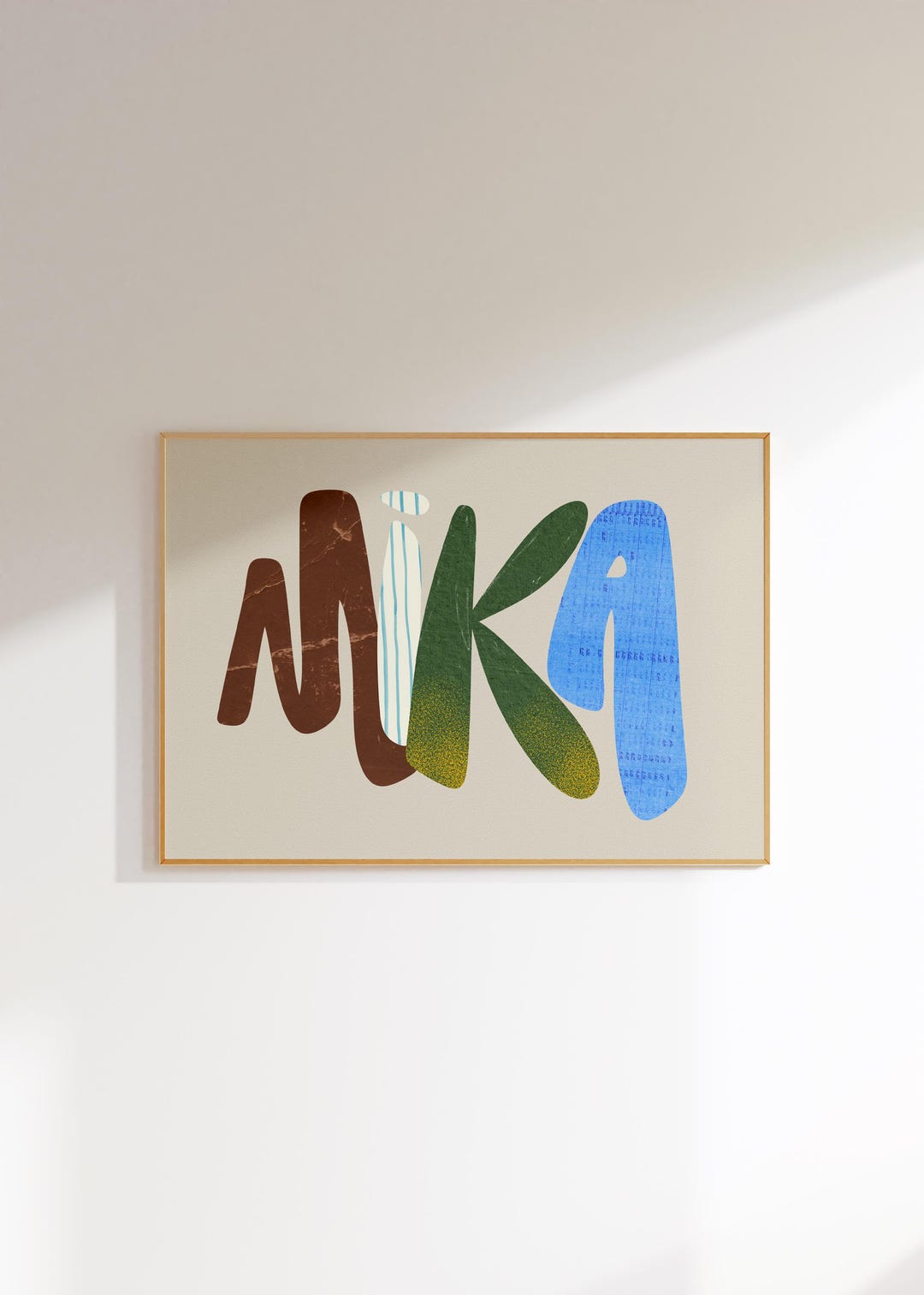 Mika Colorful Word Art Print: Bold Eclectic Typography (digital ...
