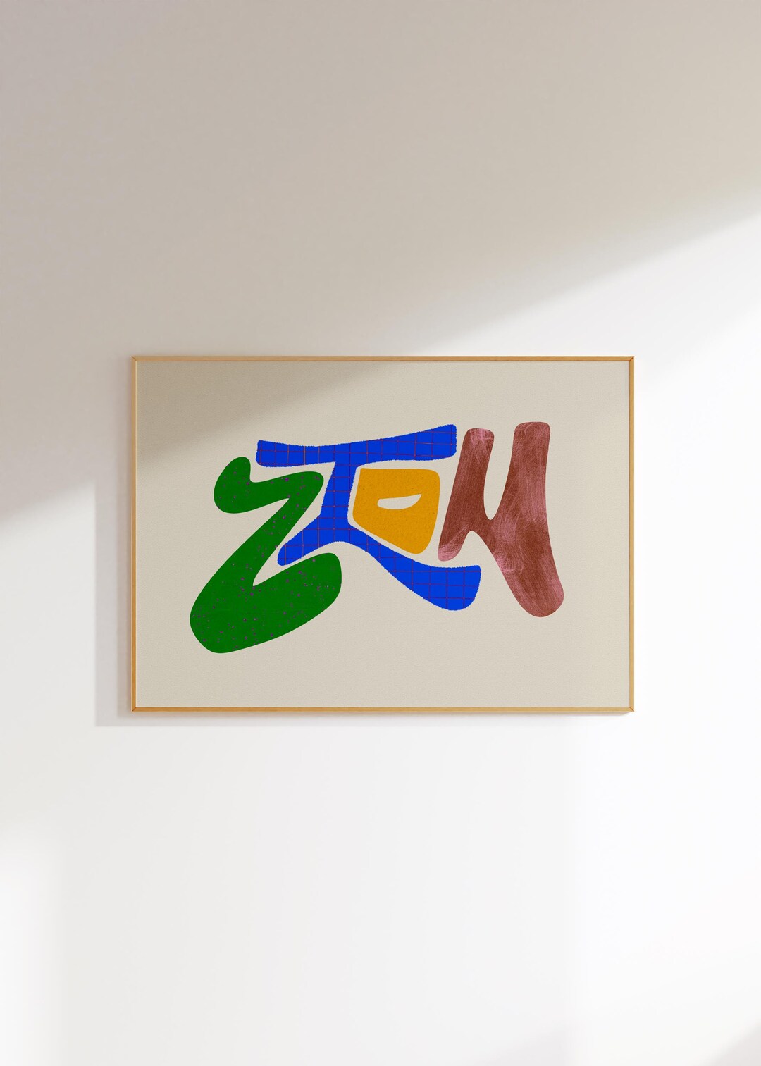 Zion, Bold, Colorful Word Art Print, Eclectic Home Decor, Vibrant ...
