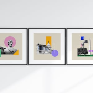 Washington DC Art- Set of 3 Prints- DC Wall Decor- Abraham Lincoln ...