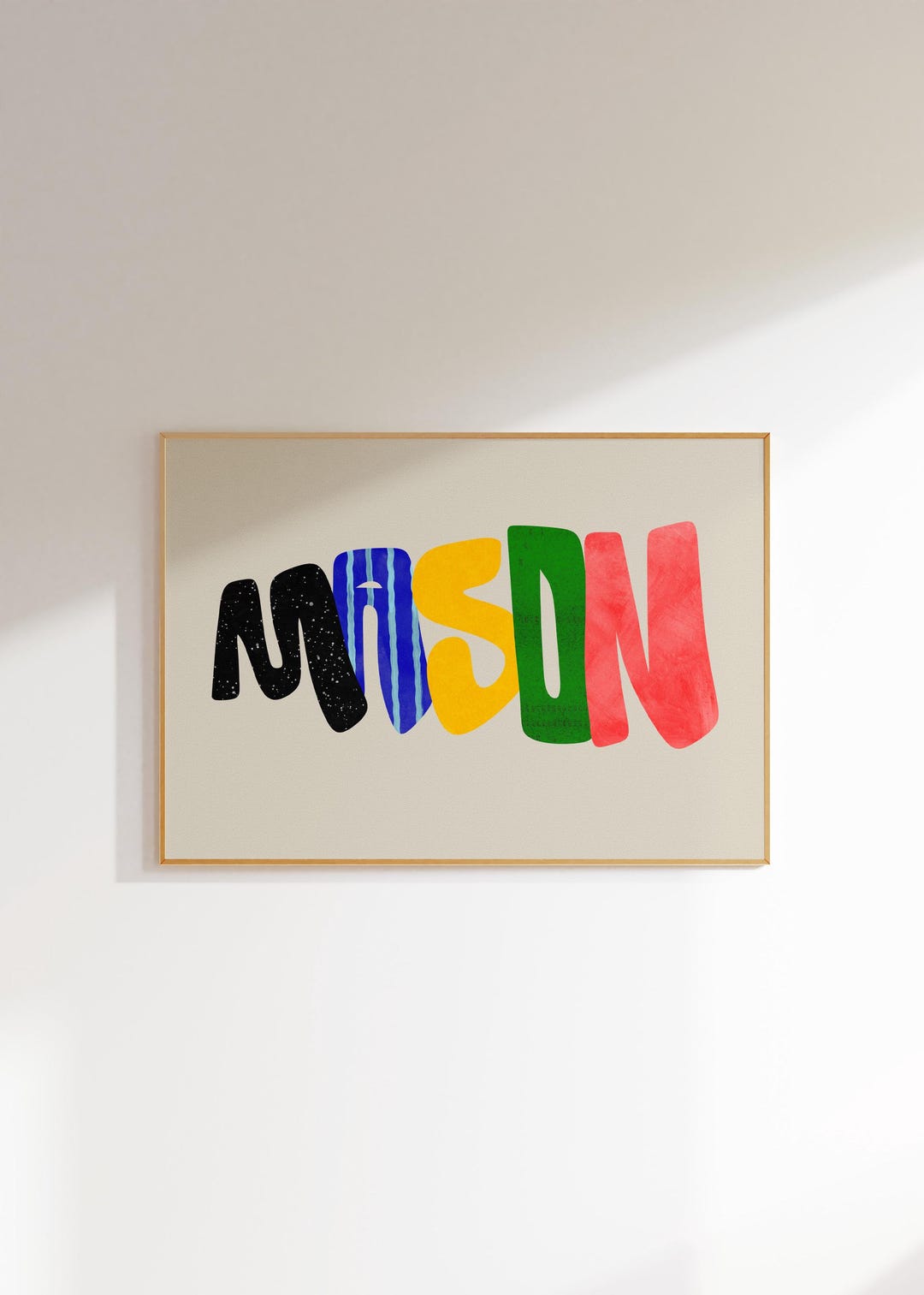 Mason, Colorful Name Art Print, Eclectic Home Decor, Vibrant Textured ...