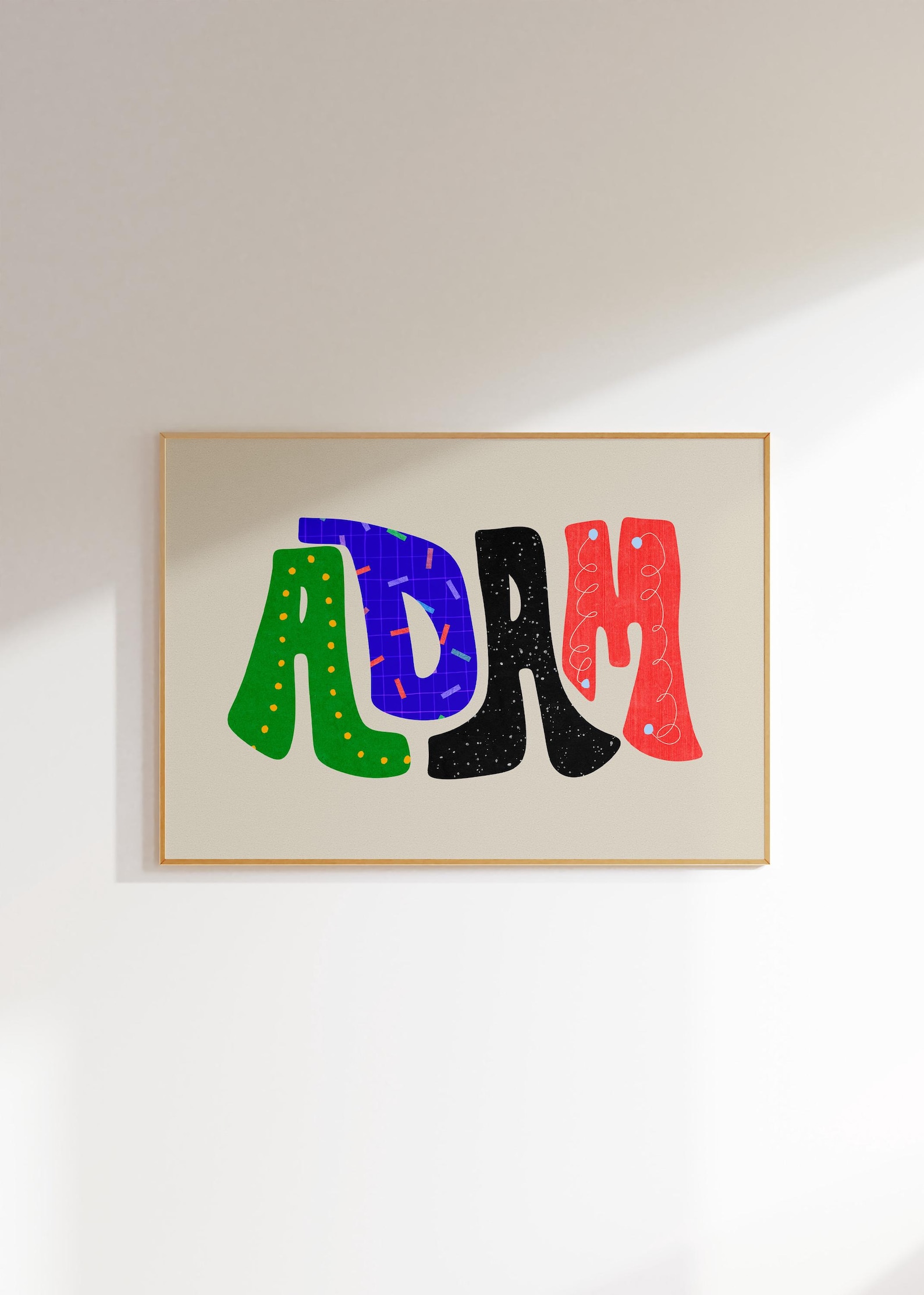 Personalized Letter Art Print: Adam, Kids Room Decor - Etsy