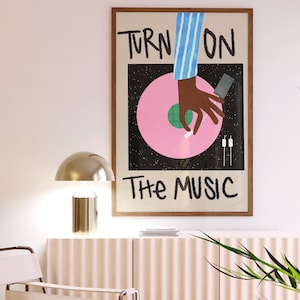 Vintage Vinyl Record Wall Art, Retro Music Poster, Mid-century Modern ...