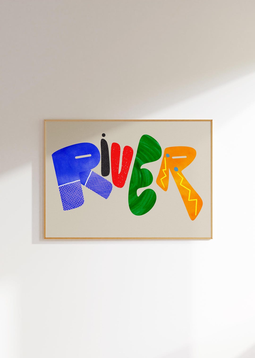 River Name Print: Colorful Kids Room Decor, Modern Typography (digital ...