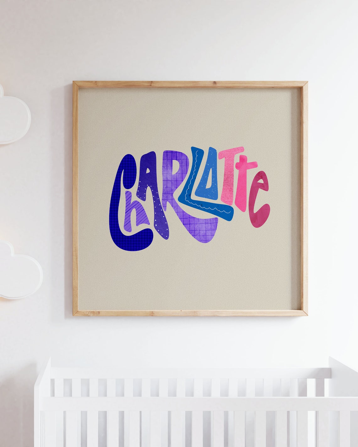 Charlotte Name Print: Textured Letter Art, Girl Nursery Decor (digital ...