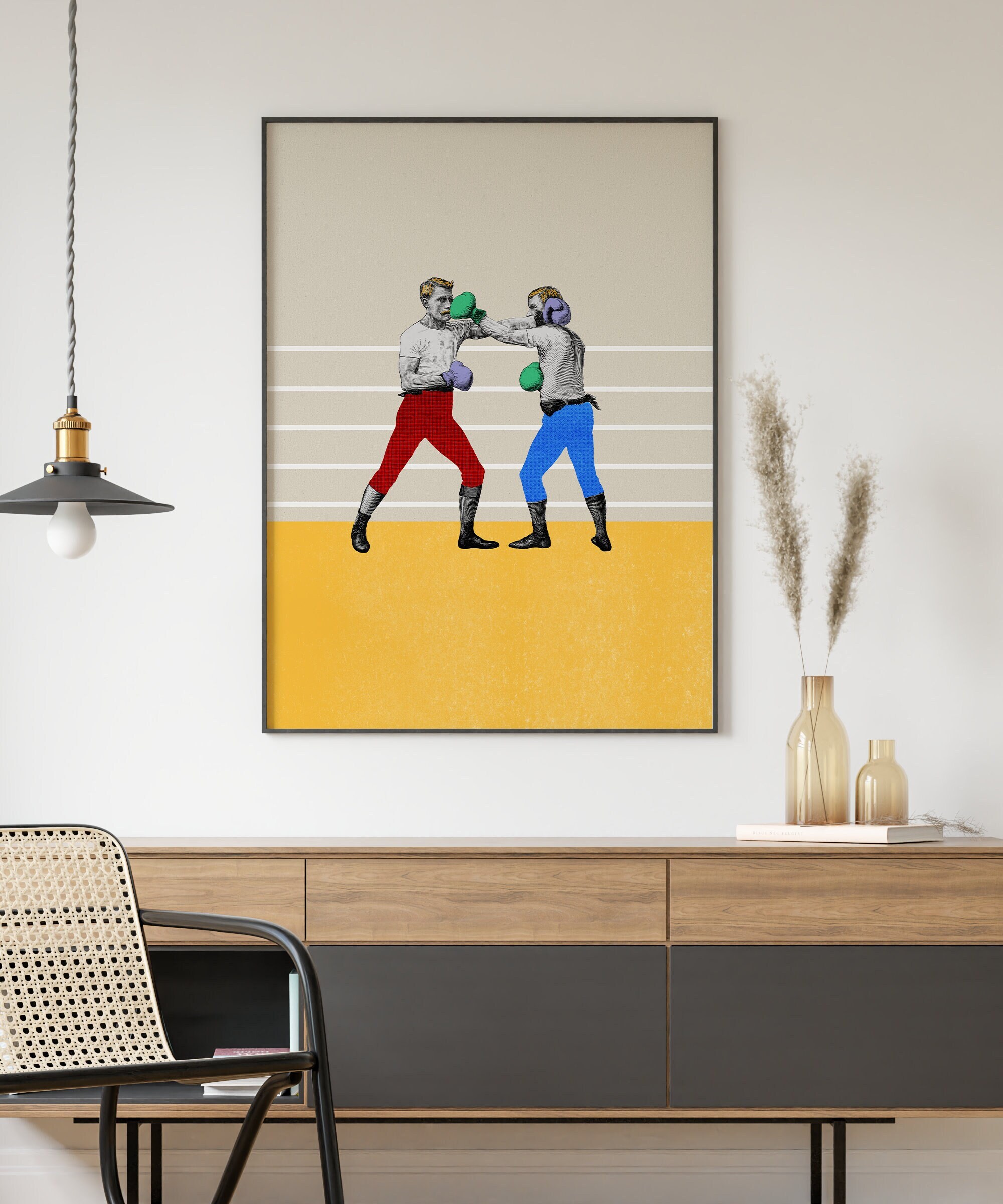 Vintage Boxing Art Print, Retro Boxer Poster, Antique Sports ...