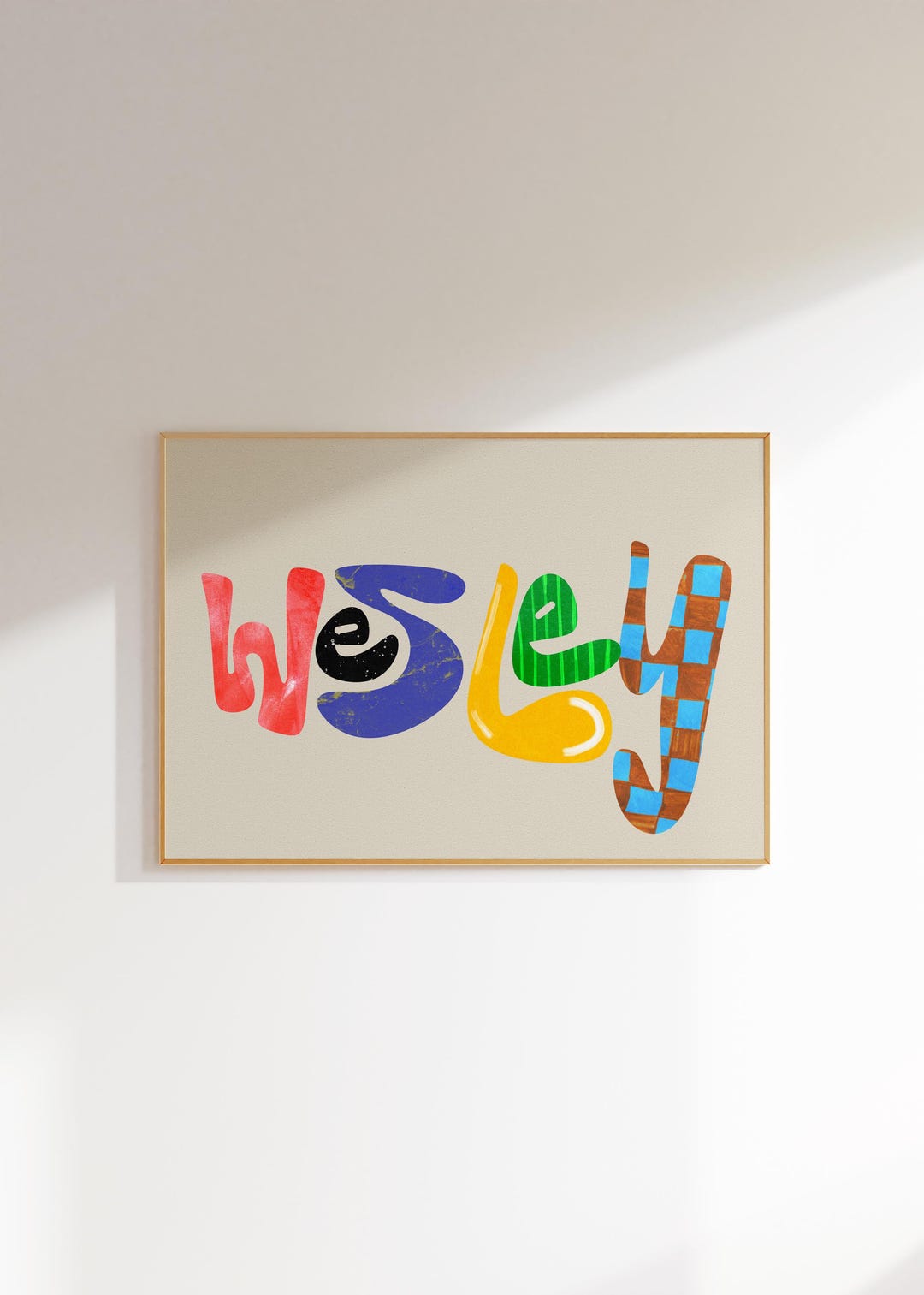 Wesley Name Print: Colorful Kids Room Decor, Modern Alphabet Art ...