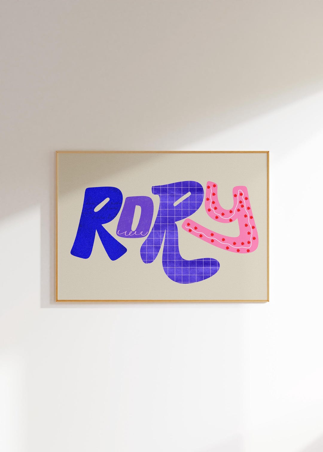 Rory, Personalized Name Wall Art, Colorful Custom Typography, Kids Room ...