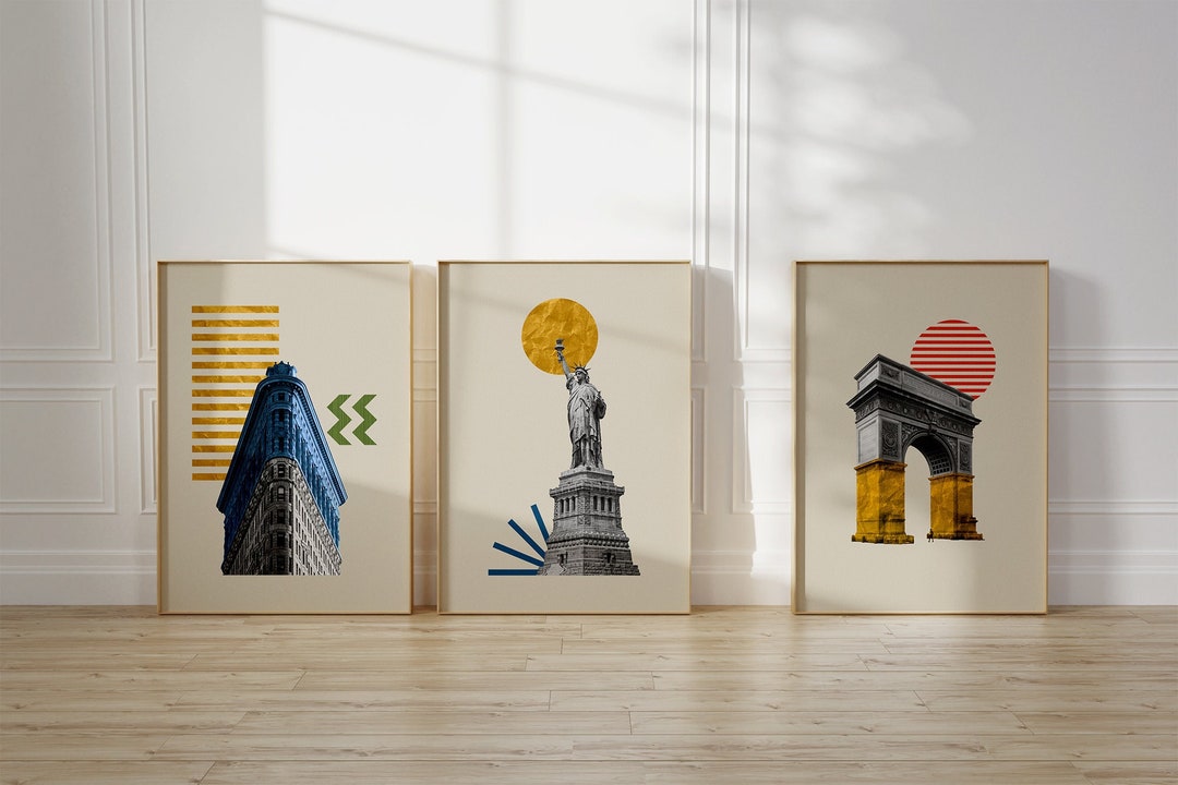 New York Posters Manhattan Wall Art Set of 3 Prints Geometric Art NYC ...