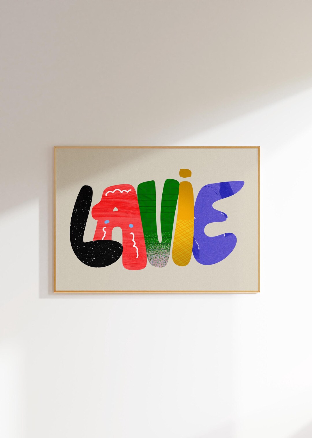 Lavie Bold Word Art Print: Colorful Eclectic Home Decor (digital ...