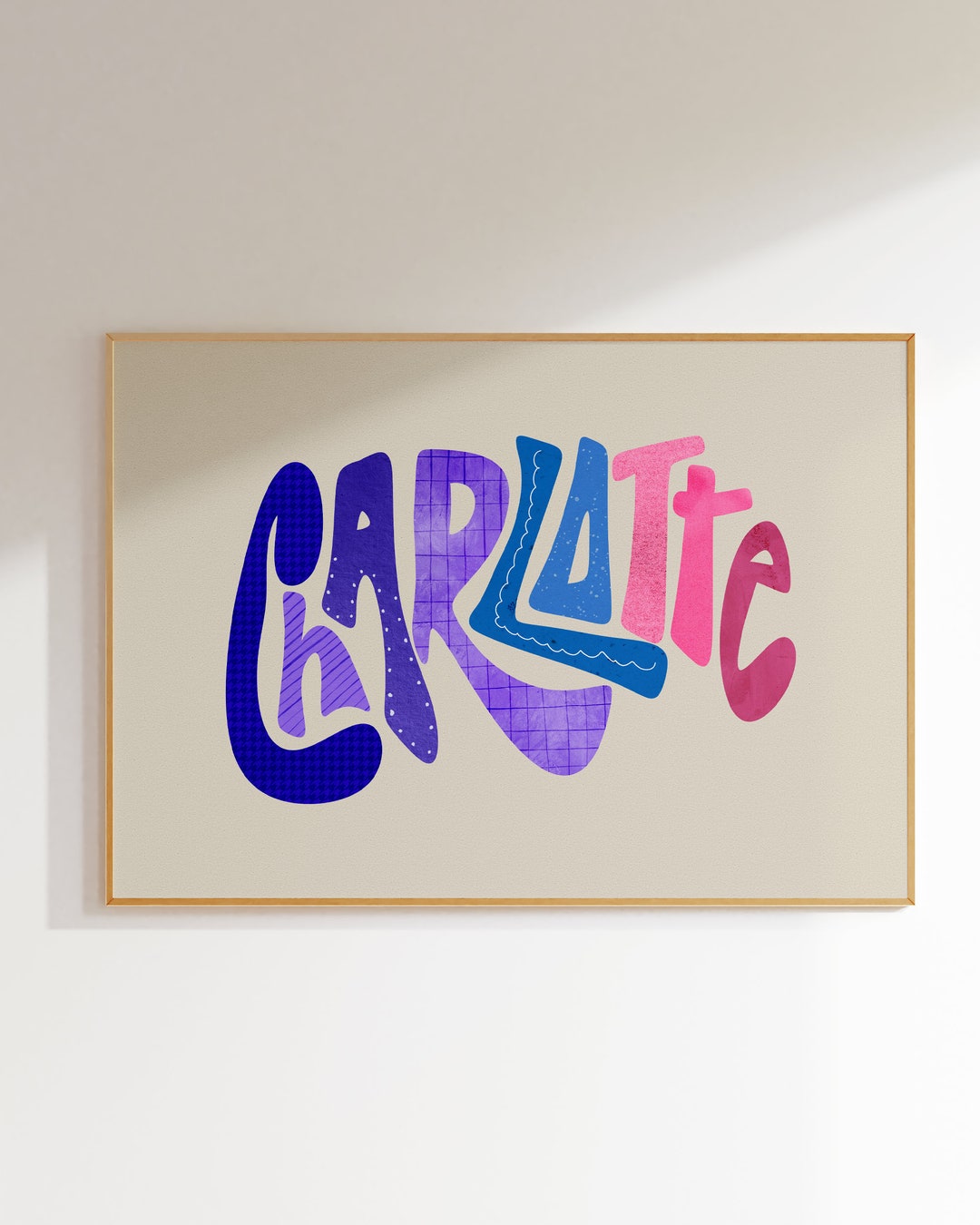 Charlotte Name Print: Textured Letter Art, Girl Nursery Decor (digital ...