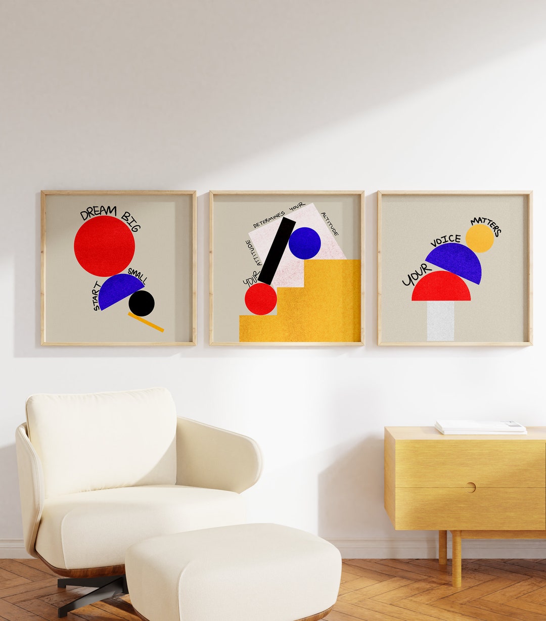 Bauhaus Geometric Art Prints: Positive Affirmations, Classroom Decor - Etsy