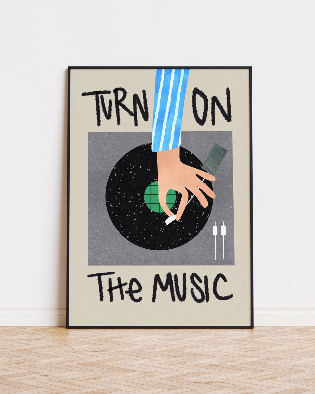 Vintage Vinyl Record Wall Art, Retro Music Poster, Mid-century Modern ...