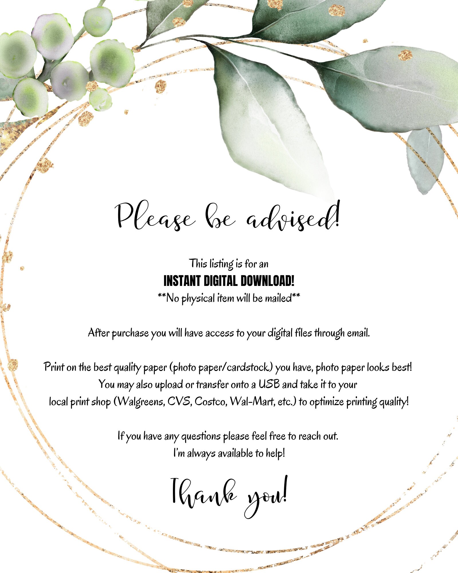 LOVE Green and Gold Floral Wall/home Decor, Digital Download - Etsy