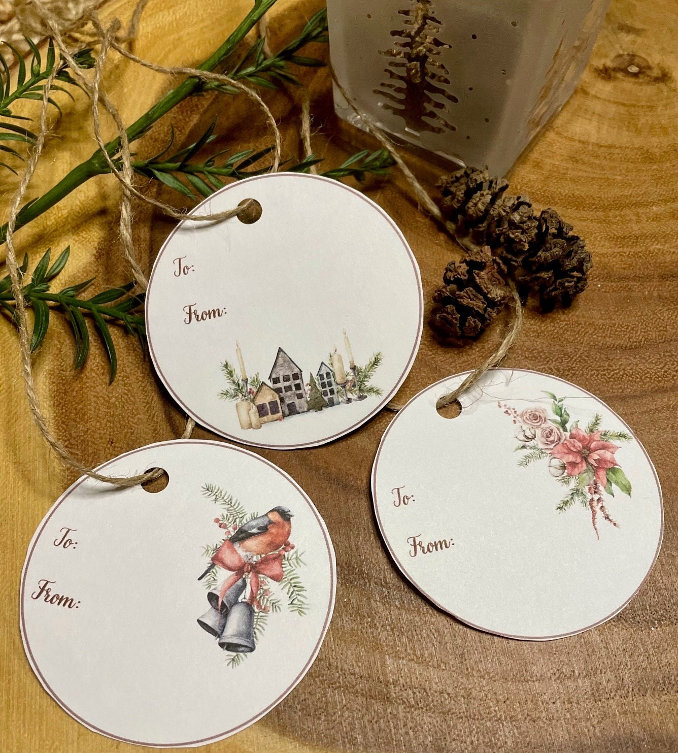 Printable Christmas Gift Tags, 24 Unique Simplistic Beautiful Blush ...