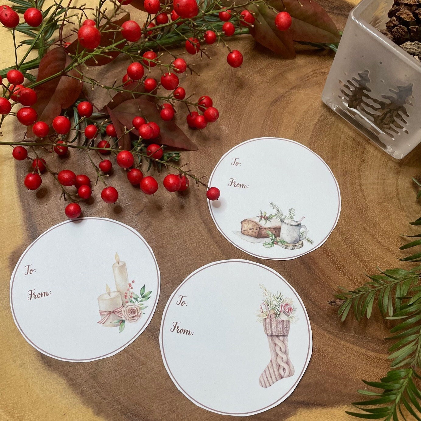 Printable Christmas Gift Tags, 24 Unique Simplistic Beautiful Blush ...