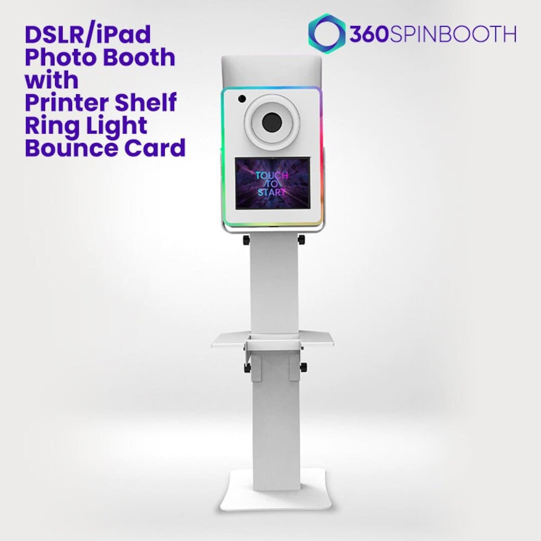 DSLR iPad Photo Booth Shell With Printer Shelf Bounce Card & Ring Light ...