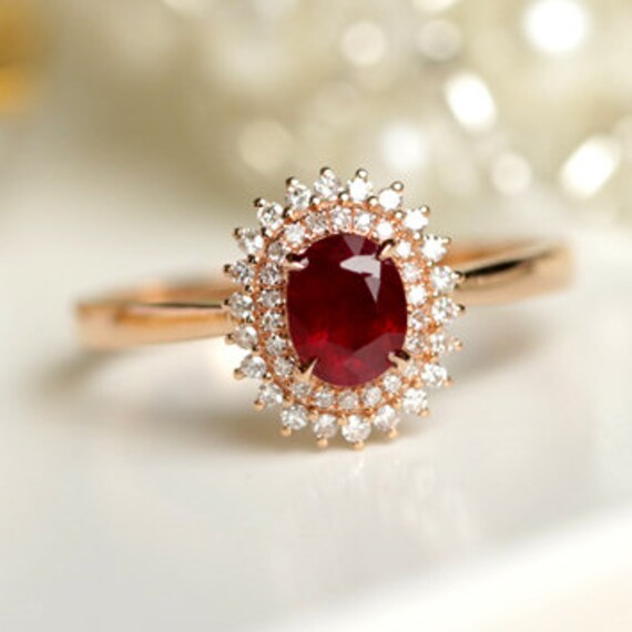 1.00 Carat Ruby Ring Ruby Bridal Wedding Ring 0.25 Carat | Etsy