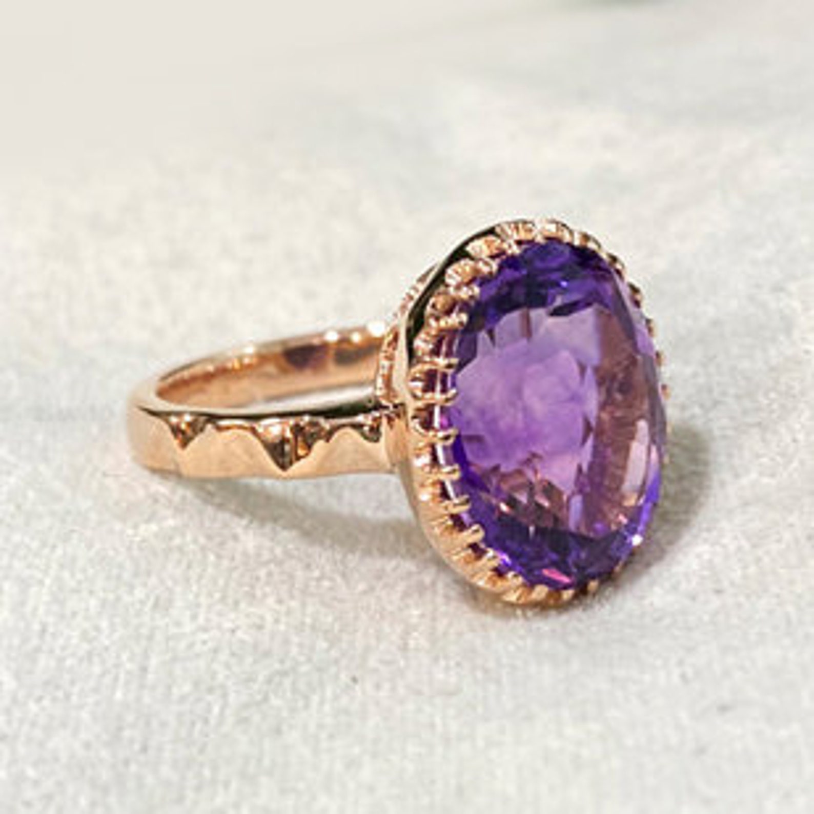 Big-bold Amethyst Women Ring 16x12mm Amethyst Cocktail Ring Oval ...