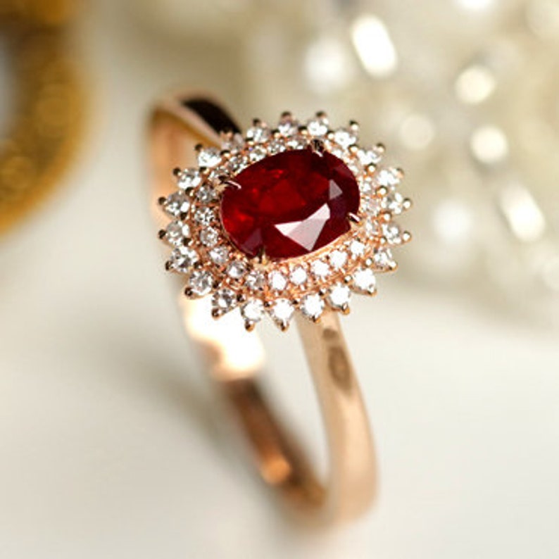 1.00 Carat Ruby Ring Ruby Bridal Wedding Ring 0.25 Carat - Etsy