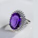 Big-bold Amethyst Women Ring 16x12mm Amethyst Cocktail Ring Oval ...