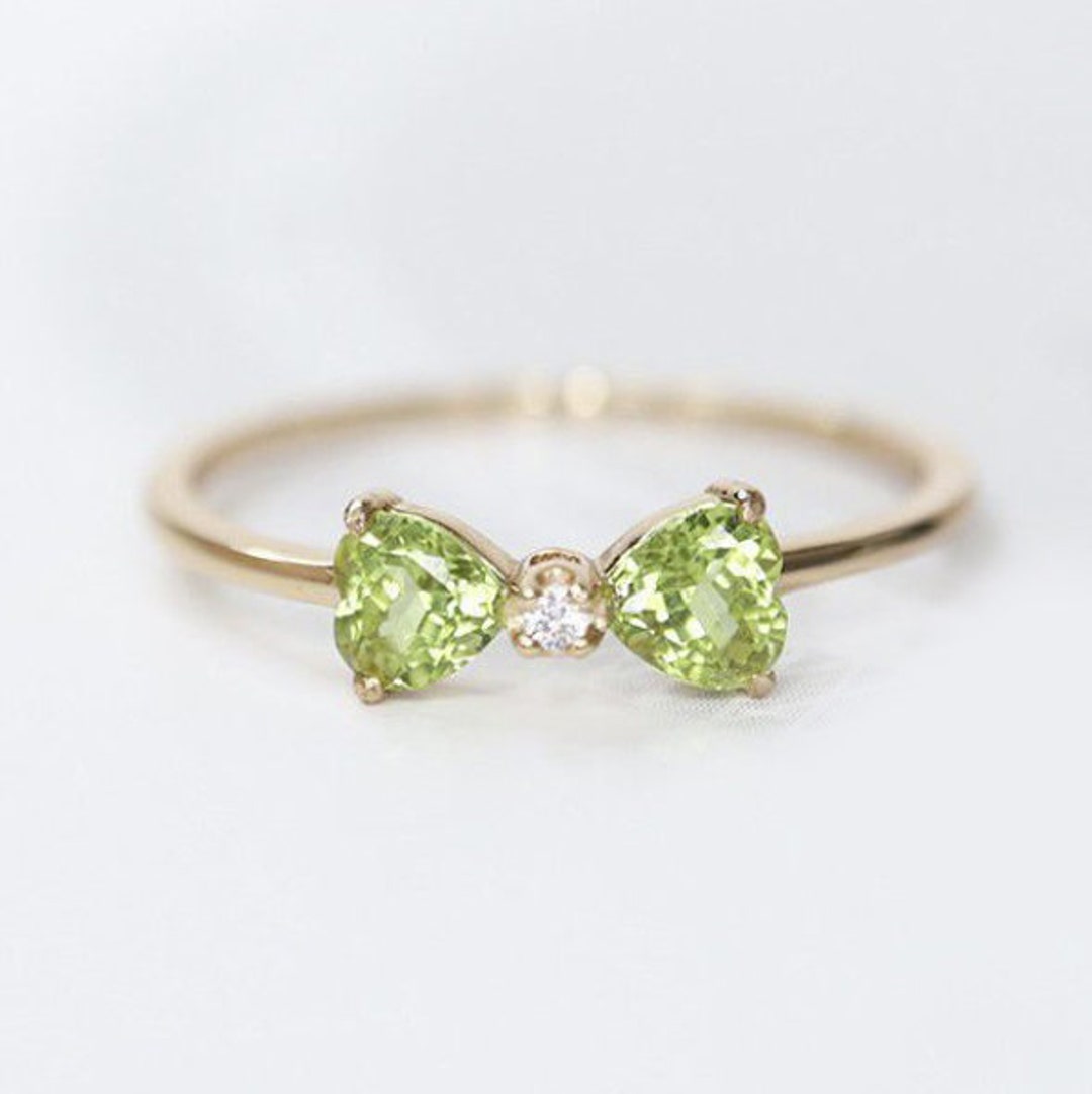 Peridot Heart Promise Ring 9K Gold Valentine Gifted Minimalist Heart ...