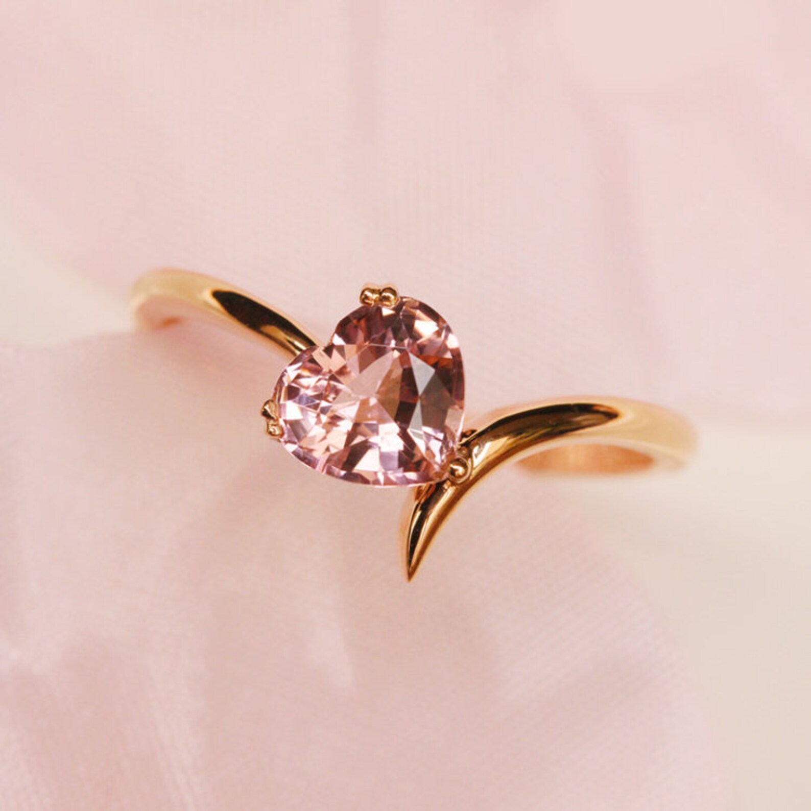 Morganite Heart Ring 14K Gold Morganite Proposal Ring Heart Shape ...