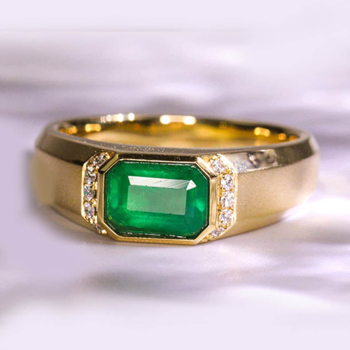 1.50 Carat Natural Emerald Ring Emerald Cut Solitaire Diamond | Etsy