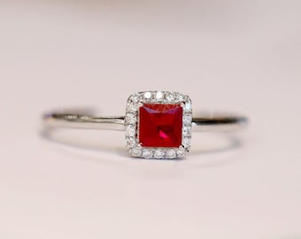 Princess Cut Ruby Ring - Etsy