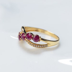 Natural Ruby Diamond Eternity Wedding Band 14K Gold Ruby Bypass ...