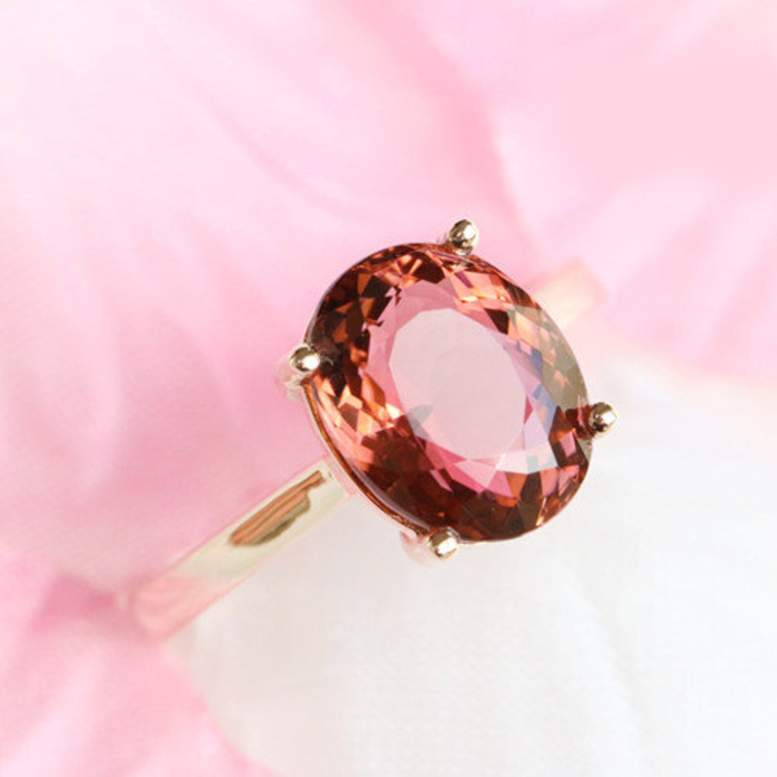 Rosa Turmalin Ring 3,20 Karat Turmalin Cocktail Ring Oval Form ...