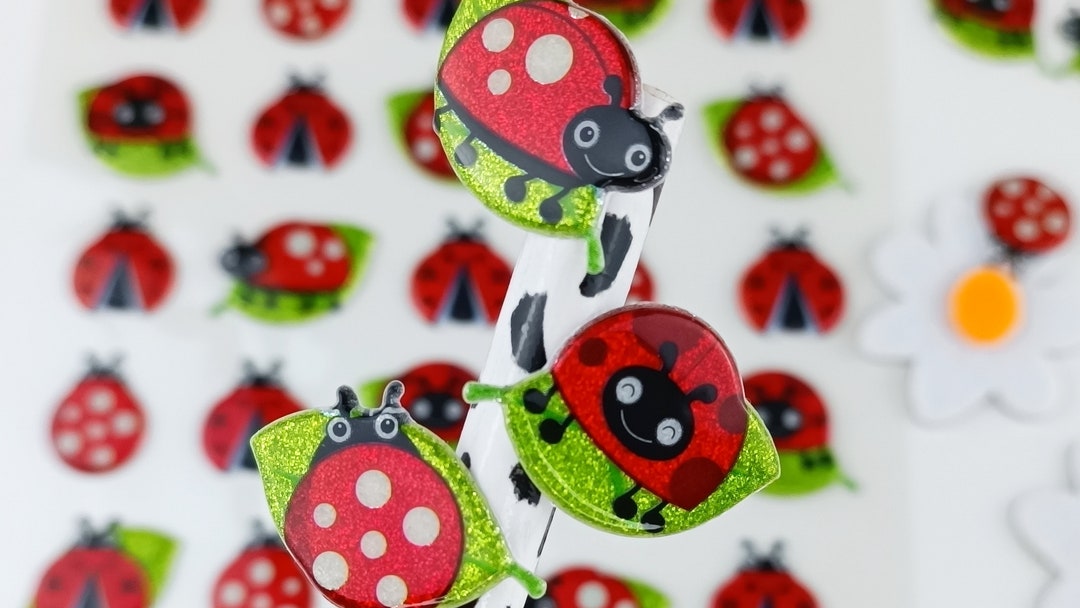 Puffy Ladybug Stickers Sparkle Ladybug Spring Stickers Cute Ladybugs ...
